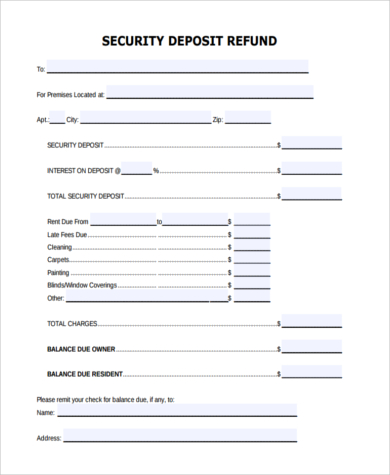FREE 7+ Sample Security Deposit Refund Forms in PDF | MS Word