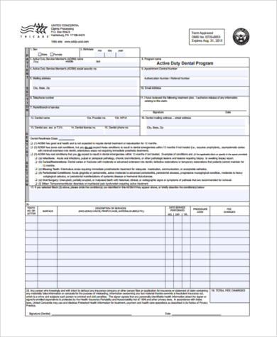 FREE 6+ Sample Army Dental Forms in PDF | MS Word
