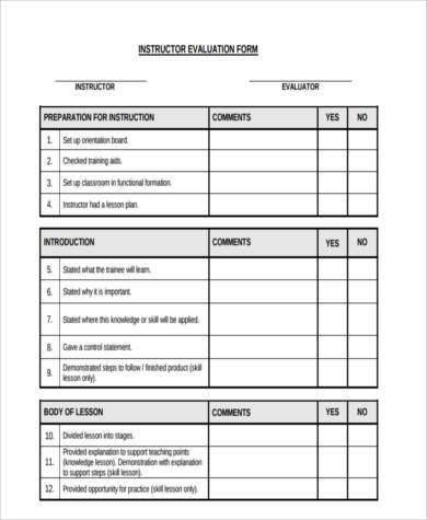 FREE 8+ Sample Instructor Evaluation Forms in PDF | MS Word
