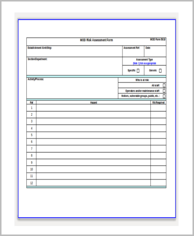 FREE 5+ Sample Army Risk Assessment Forms in MS Word | PDF