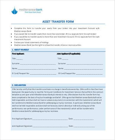 FREE 7+ Sample Assets Transfer Forms in MS Excel | PDF