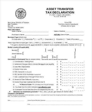 FREE 7+ Sample Assets Transfer Forms in MS Excel | PDF