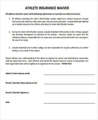 FREE 9+ Sample Athlete Waiver Forms in PDF | MS Word