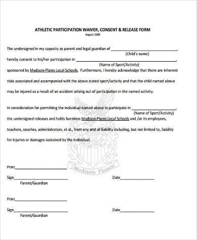 FREE 9+ Sample Athlete Waiver Forms in PDF | MS Word