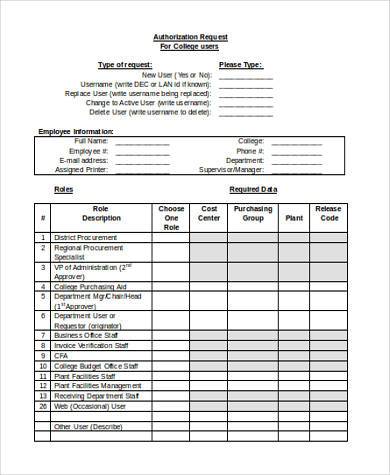 FREE 9+ Sample Authorization Request Forms in PDF | MS Word | Excel