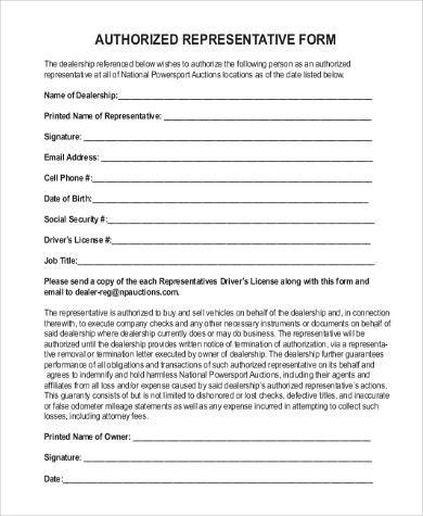 FREE 13+ Authorized Representative Forms Samples, PDF, MS Word, Google Docs