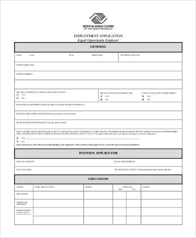 FREE 10+ Sample Generic Application Forms for Employment in PDF | MS Word