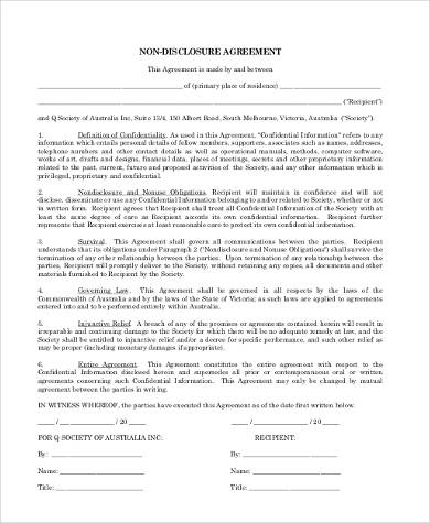 FREE 8+ Sample Non-Disclosure Agreement Forms in MS Word | PDF