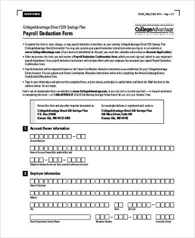 FREE 13+ Payroll Deduction Form Samples, PDF, MS Word, Google Docs