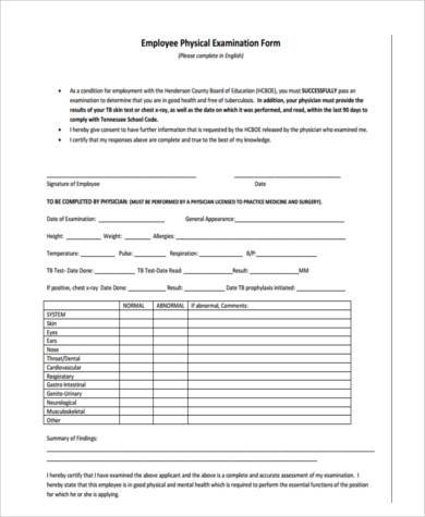 FREE 12+ Work Physical Form Samples, PDF, MS Word, Google Docs