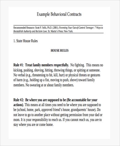 FREE 8+ Sample Behavioral Contract Forms in PDF | MS Word
