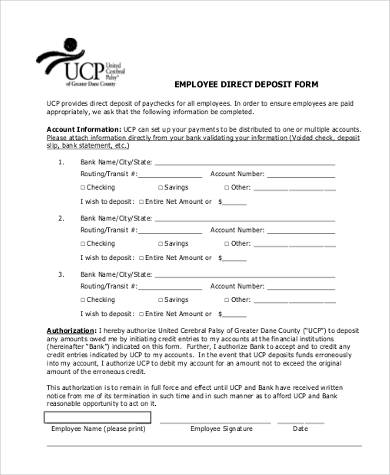 FREE 9+ Sample Employee Direct Deposit Forms in PDF | Excel | MS Word