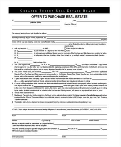 FREE 10+ Offer to Purchase Real Estate Form Samples, PDF, MS Word ...