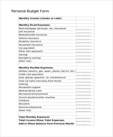 FREE 8+ Sample Personal Budget Forms in MS Word | PDF | MS Excel
