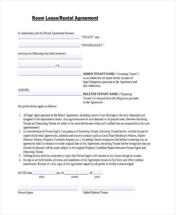 FREE 12+ Room Lease Agreement Samples, PDF, MS Word, Google Docs
