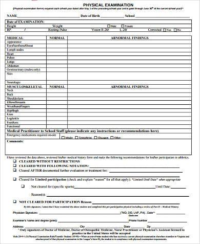 FREE 8+ Sample School Physical Forms in MS Word | PDF