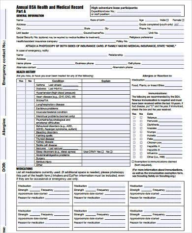 FREE 8+ Sample Boy Scout Physical Forms in PDF | MS Word