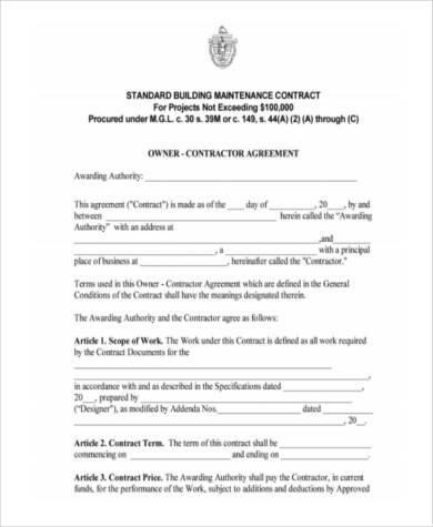 FREE 8+ Sample Maintenance Agreement Forms in PDF | MS Word