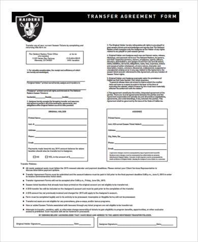 FREE 10+ Sample Transfer Agreement Forms in PDF | MS Word | Excel