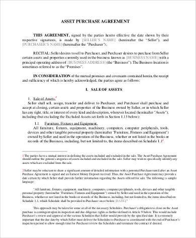FREE 10+ Sample Asset Purchase Agreements in PDF | MS Word