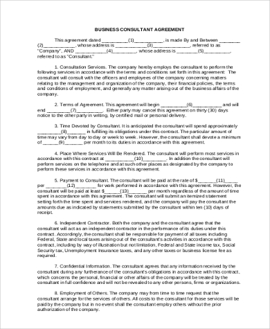 FREE 9+ Sample Consultant Agreement Forms in MS Word | PDF