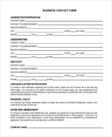 FREE 8+ Business Form Samples in PDF | MS Word | Excel