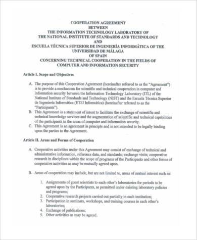 FREE 8+ Sample Cooperation Agreement Forms in PDF | MS Word