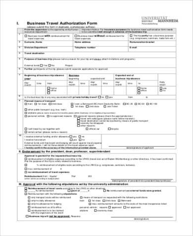 FREE 9+ Sample Travel Authorization Forms in MS Word | PDF | Excel