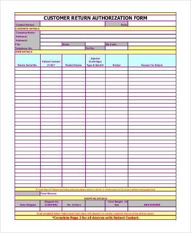 FREE 14+ Return Authorization Form Samples, PDF, MS Word, Google Docs ...