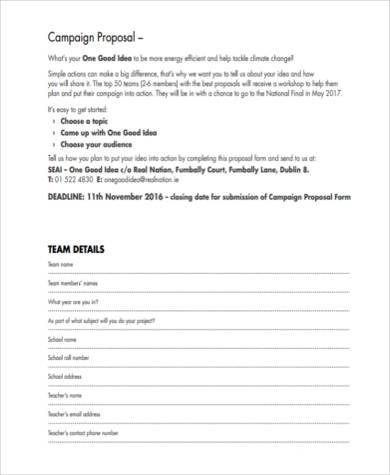 FREE 9+ Sample Campaigns Proposal Forms in MS Word | Pages | PDF ...