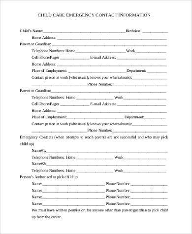 FREE 9+ Sample Emergency Information Forms in PDF | MS Word