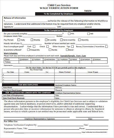 FREE 9+ Sample Wage Verification Forms in PDF | MS Word