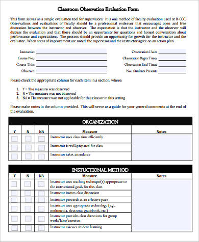 FREE 9+ Sample Class Evaluation Forms in PDF | MS Word | Excel