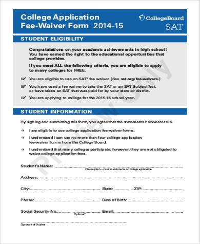 FREE 13+ Fee Waiver Form Samples, PDF, MS Word, Google Docs, Excel
