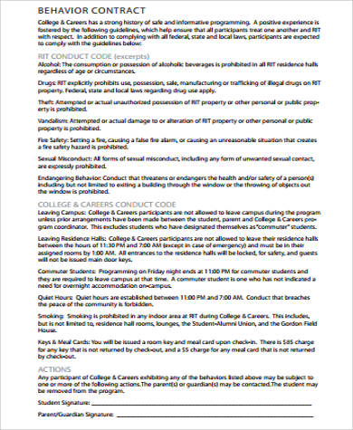 FREE 12+ Student Behavior Contract Form Samples, PDF, MS Word, Google Docs