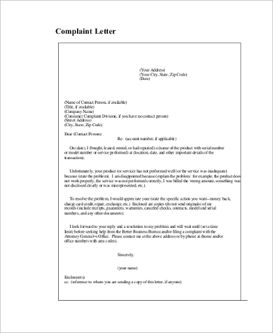 FREE 12+ Complaint Letter Samples, PDF, MS Word, Google Docs