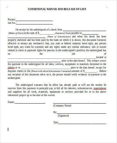 FREE 8+ Sample Lien Waiver Forms in PDF | MS Word