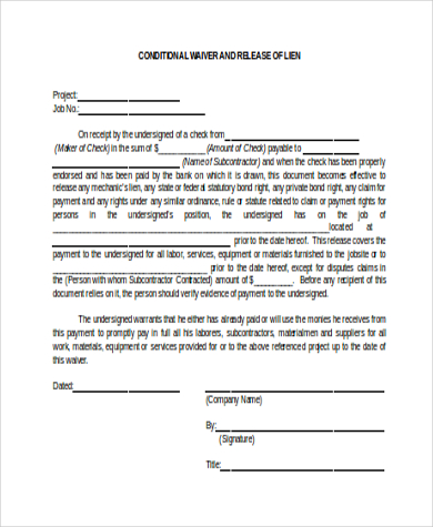 FREE 9+ Sample Conditional Release Forms in PDF | MS Word