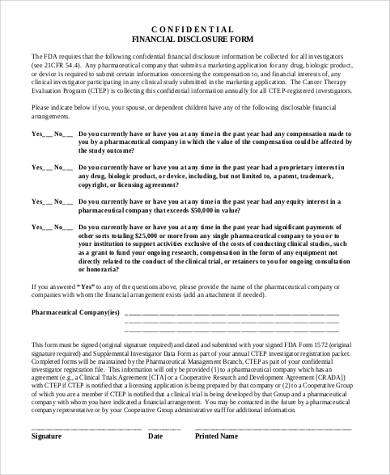 FREE 10+ Sample Financial Disclosure Forms in PDF | MS Word | Excel