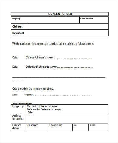 FREE 10+ Consent Order Forms in PDF | MS Word