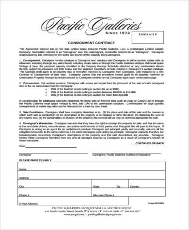 FREE 8+ Sample Consignment Contract Forms in PDF | MS Word