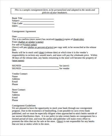 FREE 8+ Sample Consignment Contract Forms in PDF | MS Word