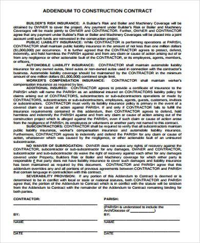 FREE 13+ Contract Addendum Form Samples, PDF, MS Word, Google Docs, Excel