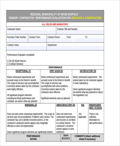 FREE 8+ Sample Construction Evaluation Forms in PDF | MS Word