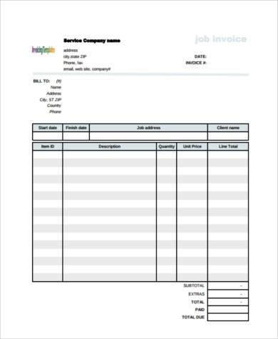 FREE 6+ Sample Job Invoice Forms in PDF | MS Word