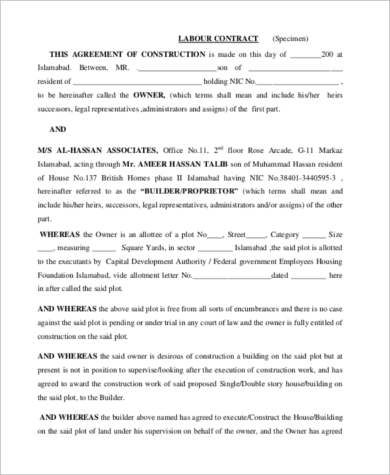 FREE 7+ Sample Contract Forms in MS Word | PDF | Excel