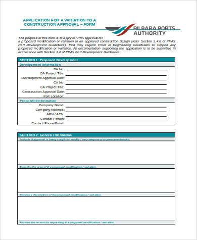 FREE 8+ Construction Variation Form Samples, PDF, MS Word, Google Docs