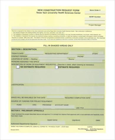 FREE 11+ Construction Work Order Form Samples, PDF, MS Word, Google Docs