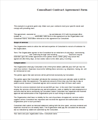 FREE 9+ Sample Consultant Agreement Forms in MS Word | PDF