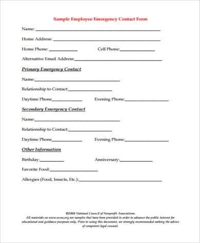 FREE 10+ Sample Contact Forms in PDF | MS Word | Excel